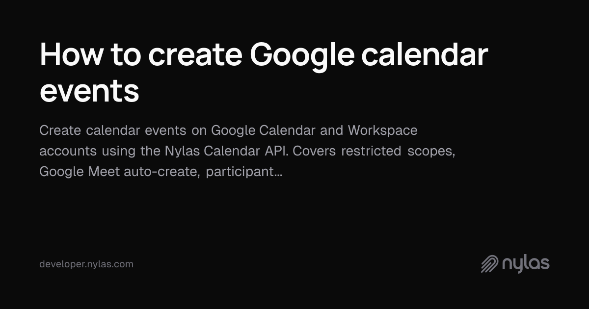 How to create Google calendar events | Docs